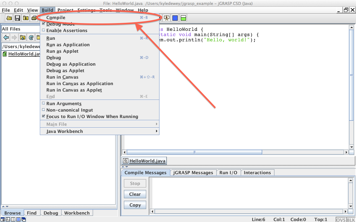 Compiling And Running Java Code With JGrasp